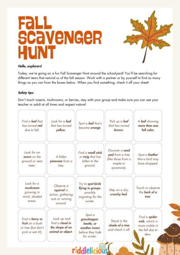 Free Spring Scavenger Hunt Printable (PDF) for Kids