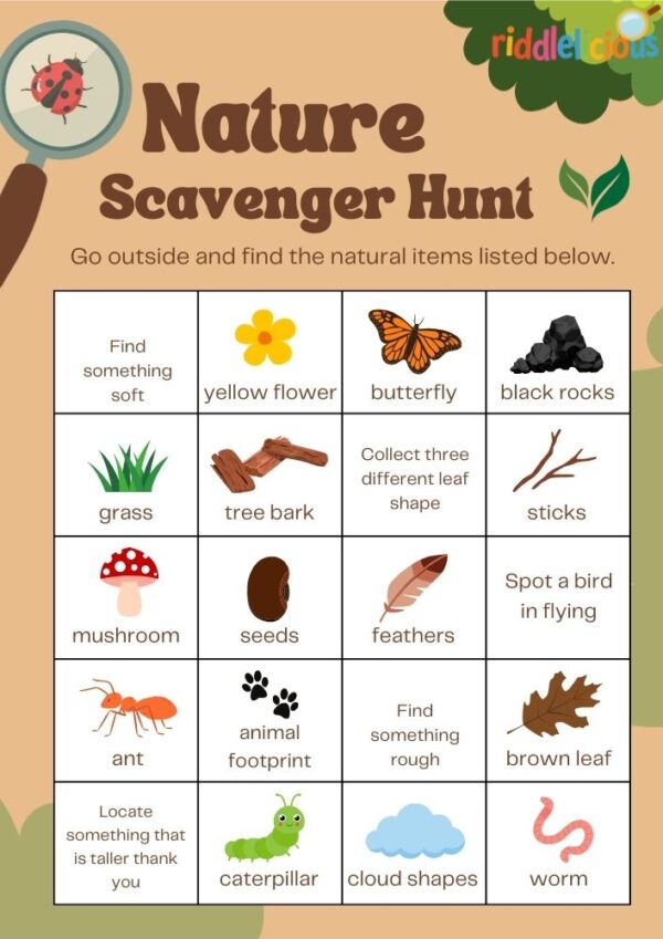 Free Nature Walk Scavenger Hunt Printable (PDF)