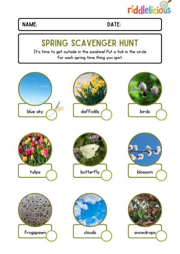 Free Spring Scavenger Hunt Printable (PDF) for Kids